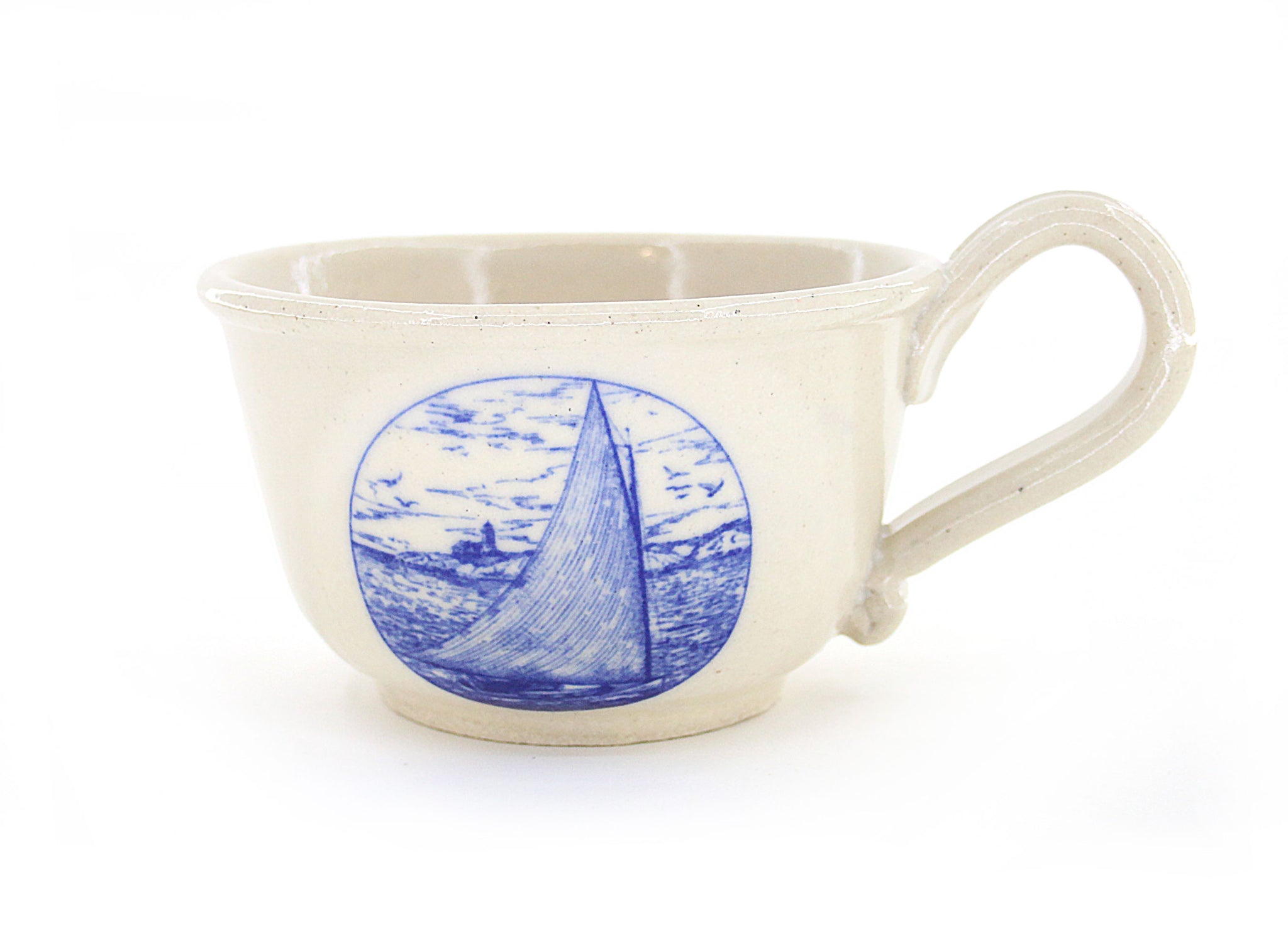 In-Glaze Decal - Catboat - Chowder Mug – Chatham Pottery