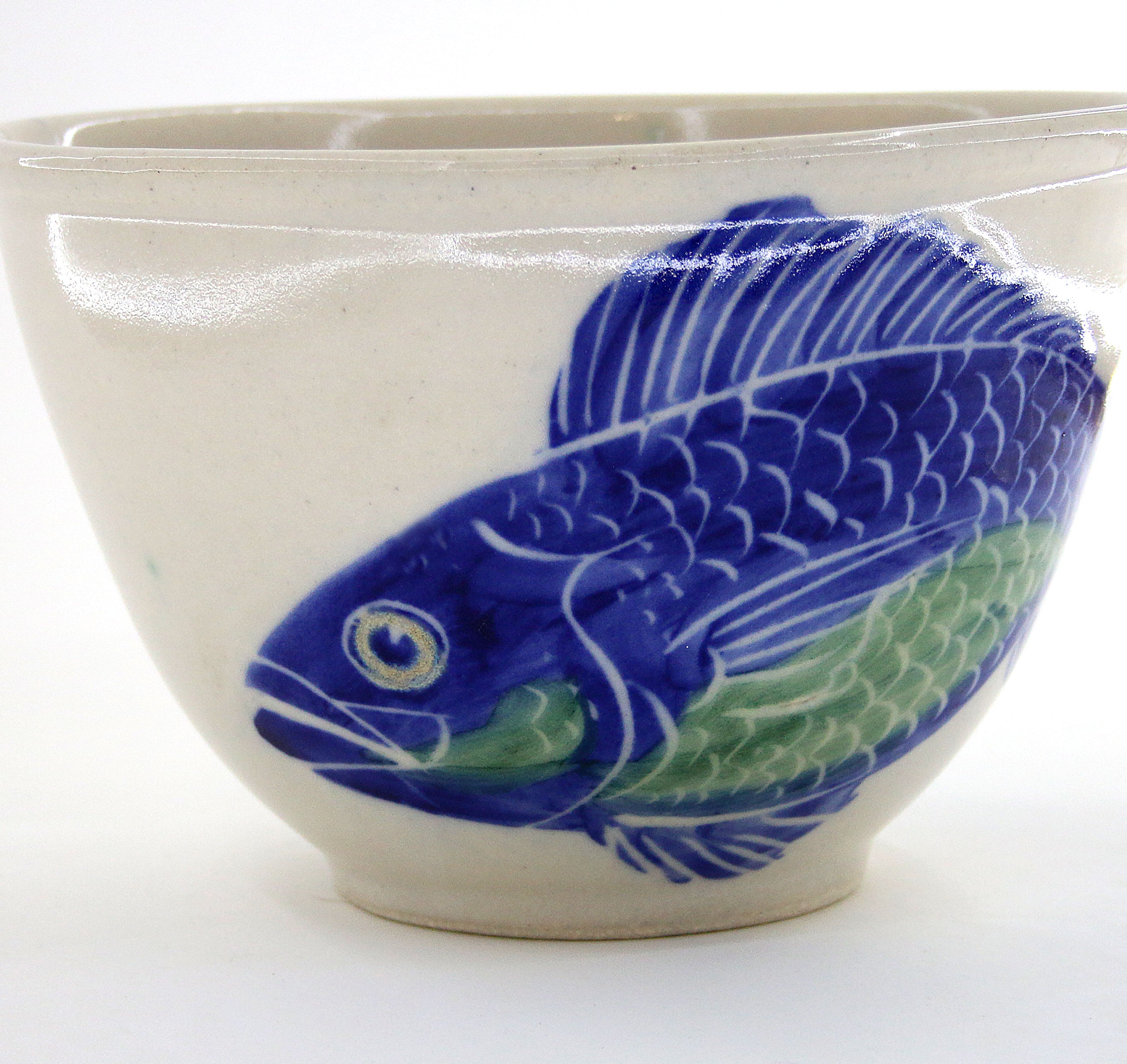 Mixing Bowl - Hand-Painted Fish – Chatham Pottery