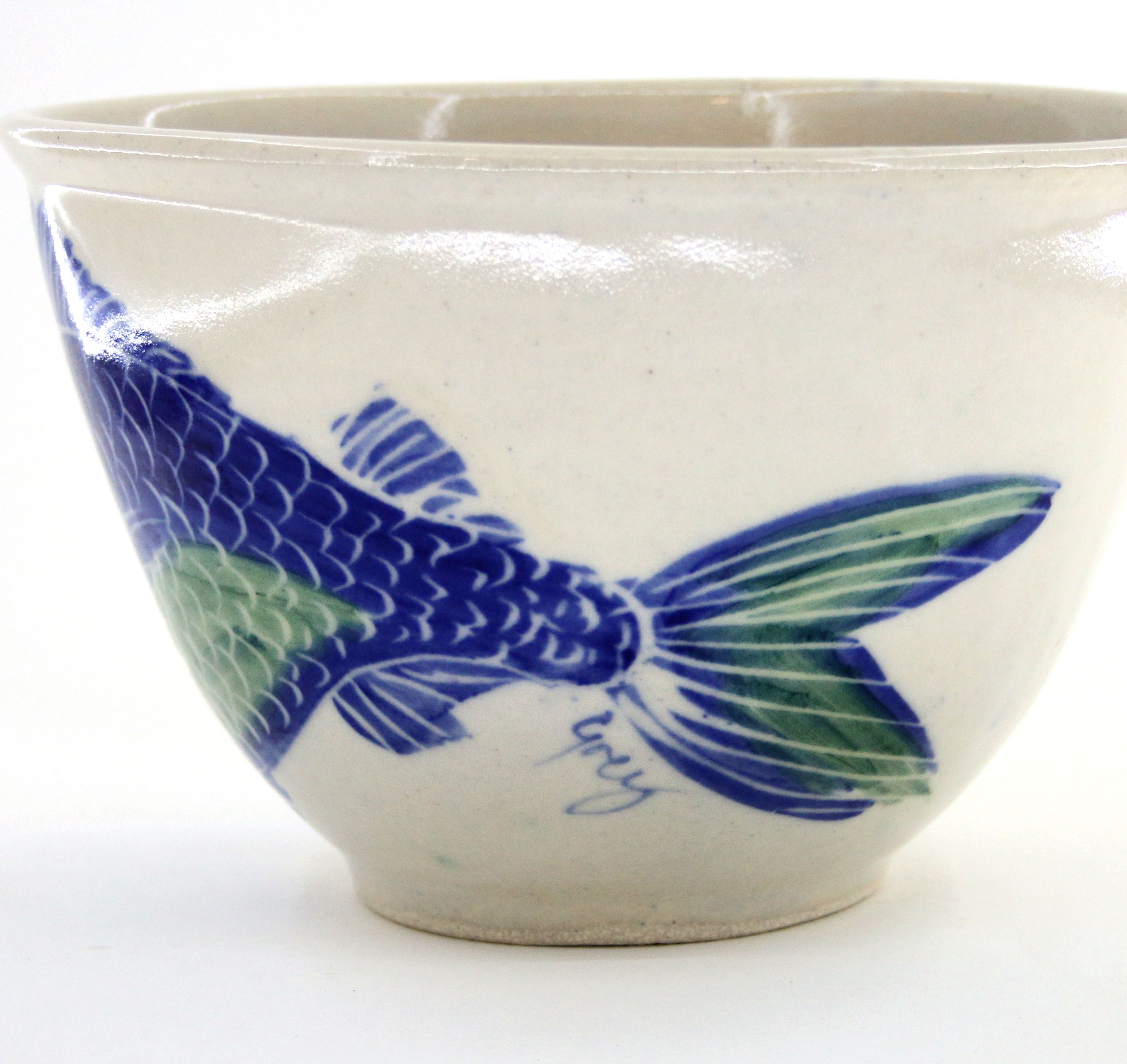 Mixing Bowl - Hand-Painted Fish – Chatham Pottery