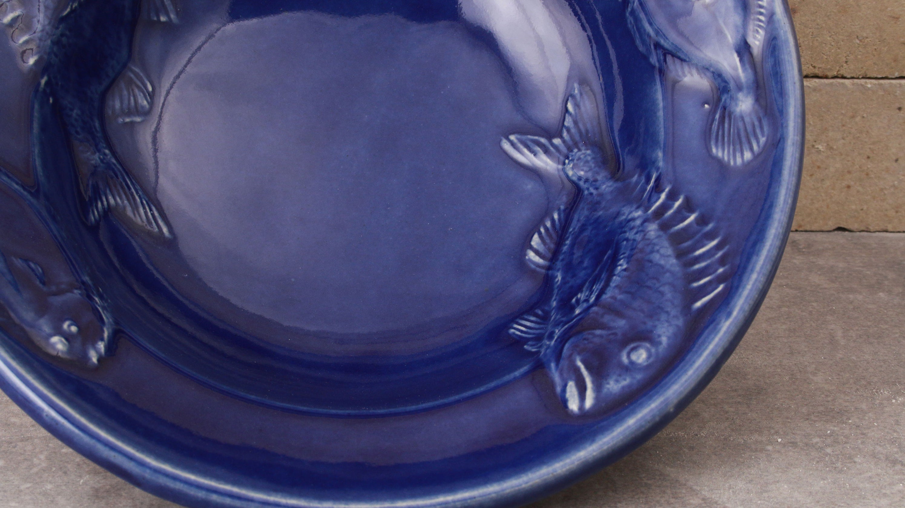 Fluke and Scup Relief Bowl - Cobalt Blue – Chatham Pottery
