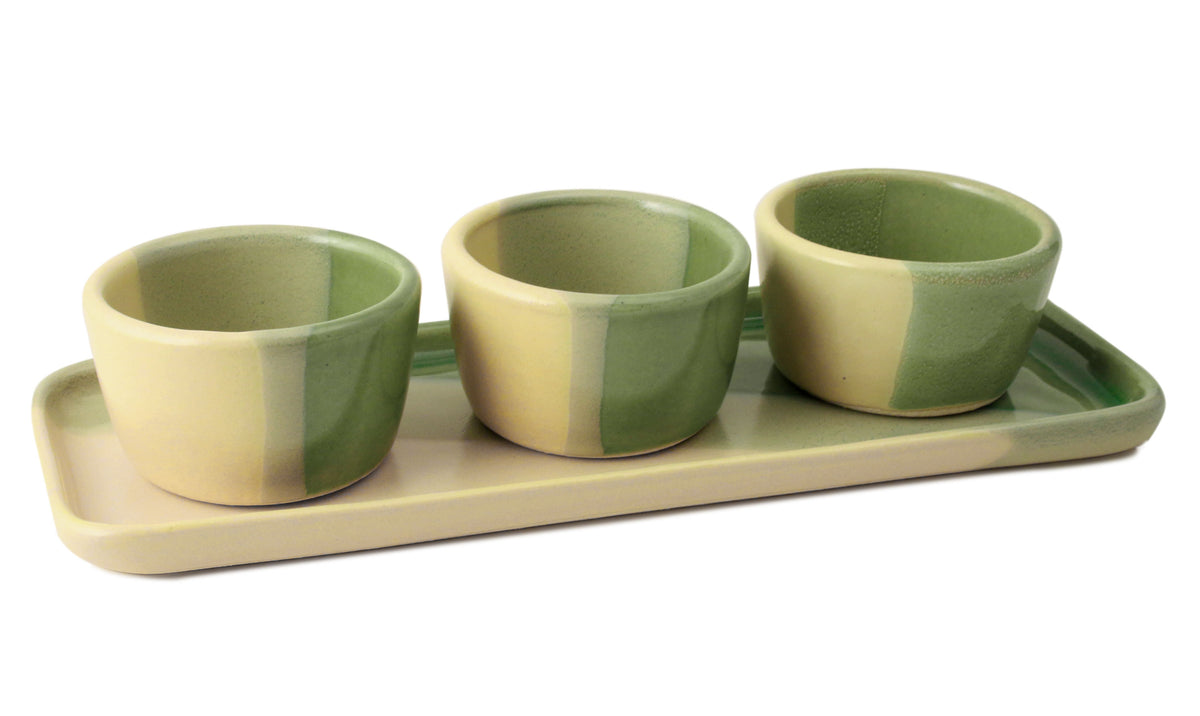Sea Green and Yellow Pinch Pot Set – Chatham Pottery
